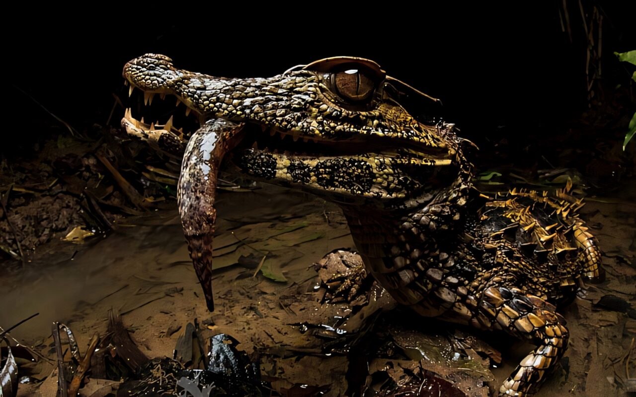 Powerful Caiman Hunting Prey in Muddy Water Wallpaper | Background FREE ...