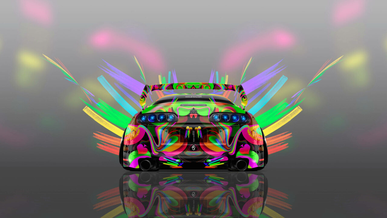 Vibrant Toyota Supra Render with Rainbow Lights Wallpaper | Background ...