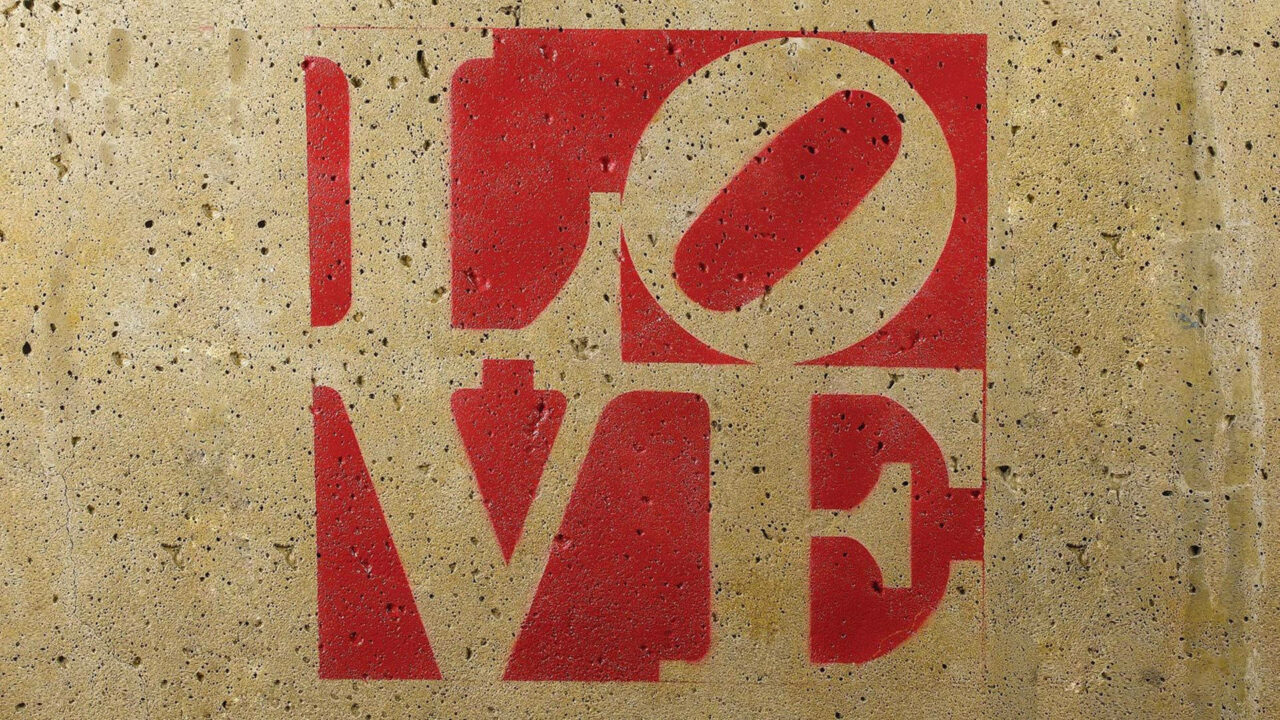 Bold Red LOVE on Concrete Wall Valentine's Day Wallpaper | Background ...