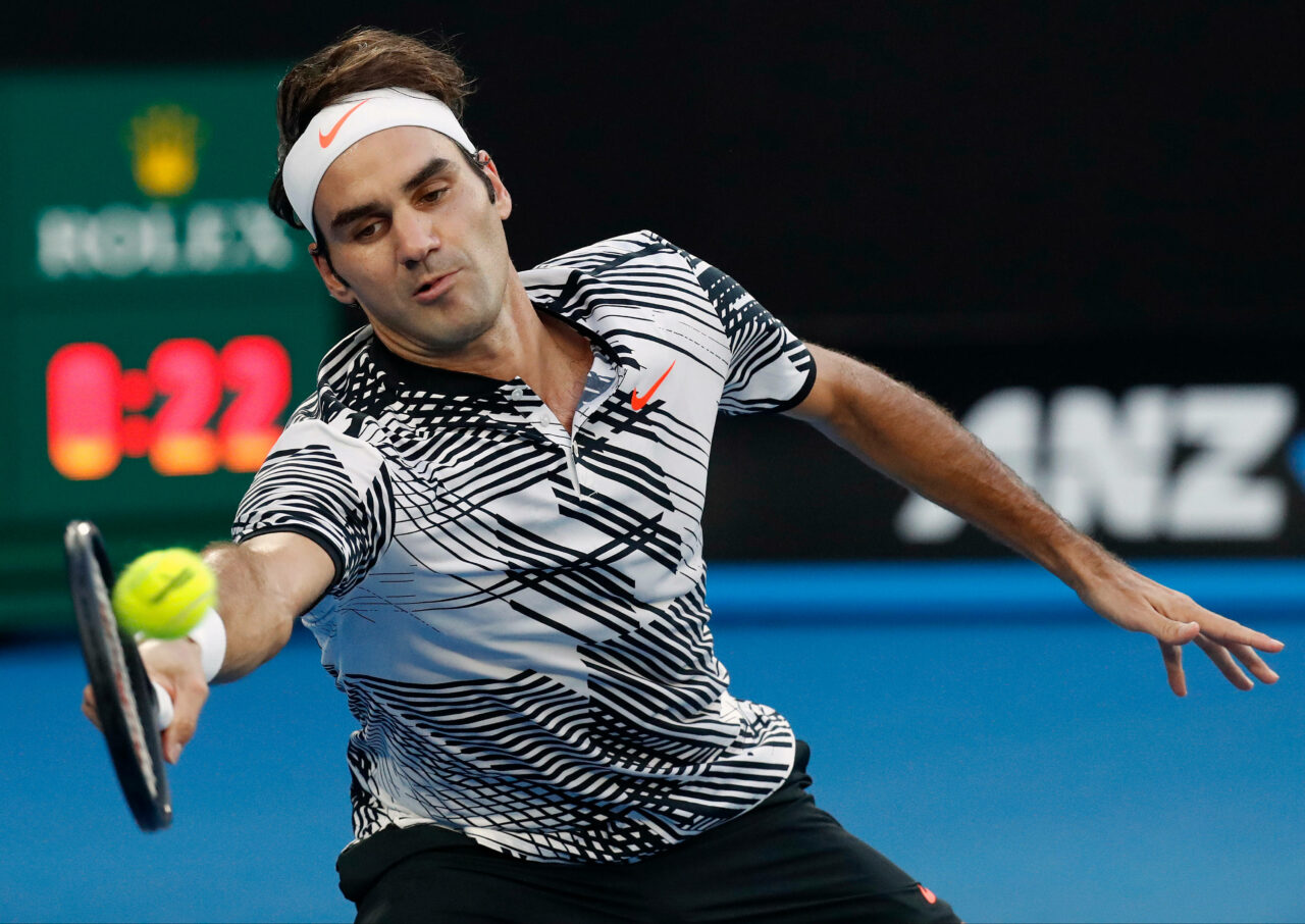 Intense Forehand Shot of Federer Tennis Wallpaper | Background FREE ...