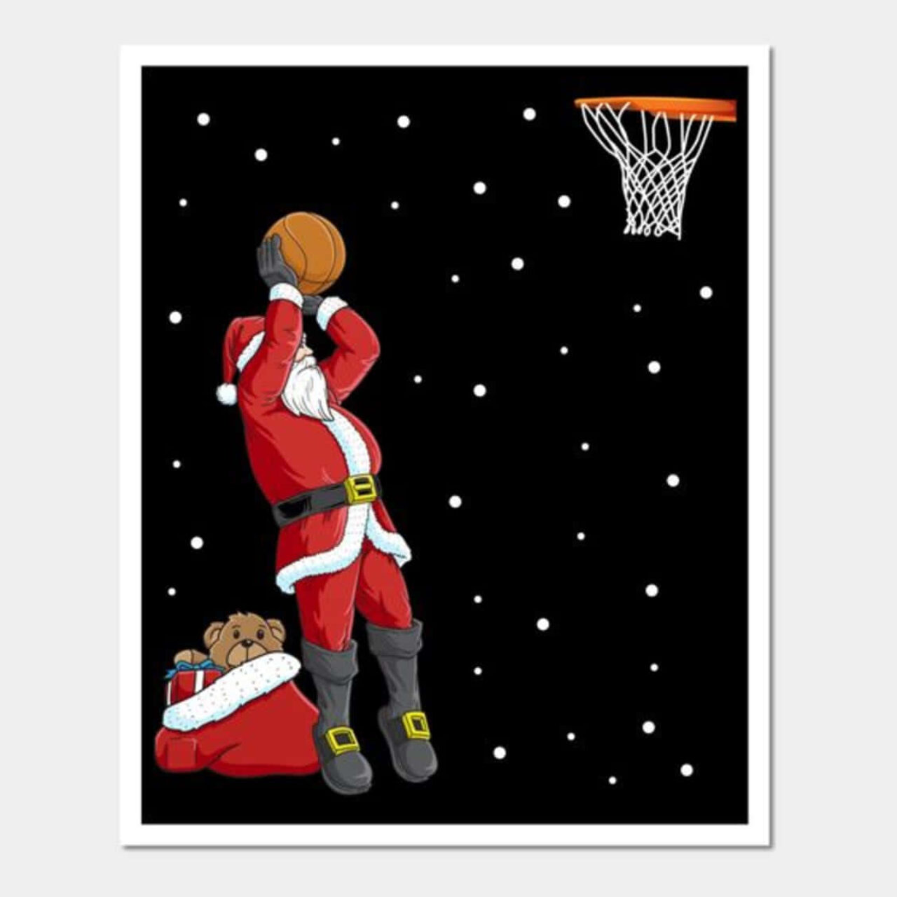 Santa Claus Basketball Hoop Festive Holiday Wallpaper | Background FREE ...