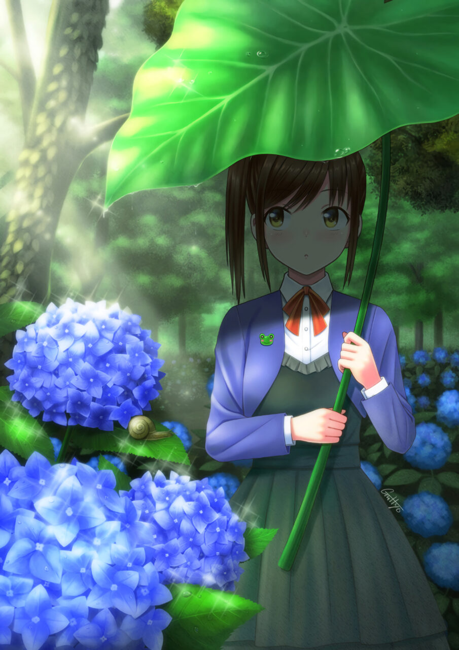 Magical Girl with Leaf Umbrella Wallpaper | Background FREE Download ...