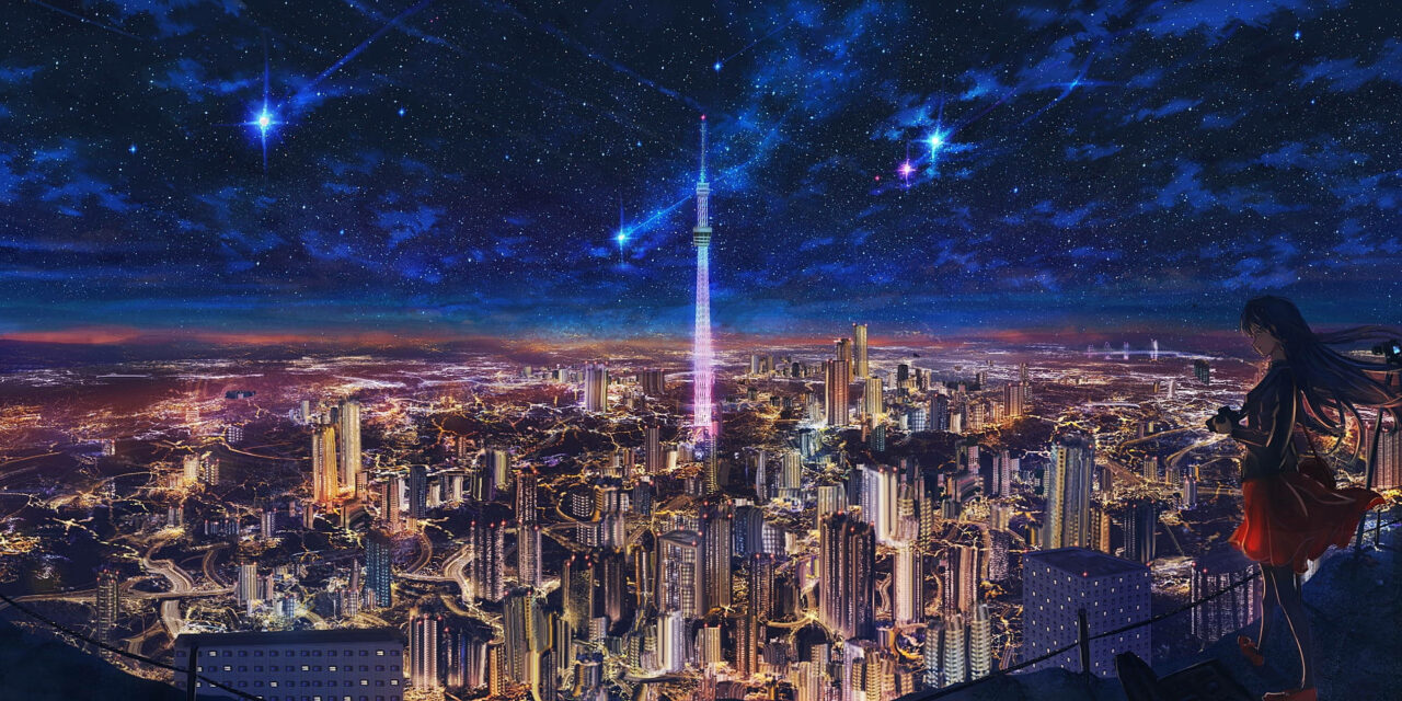 Serene Girl in Tokyo Night Sky Wallpaper | Background FREE Download ...