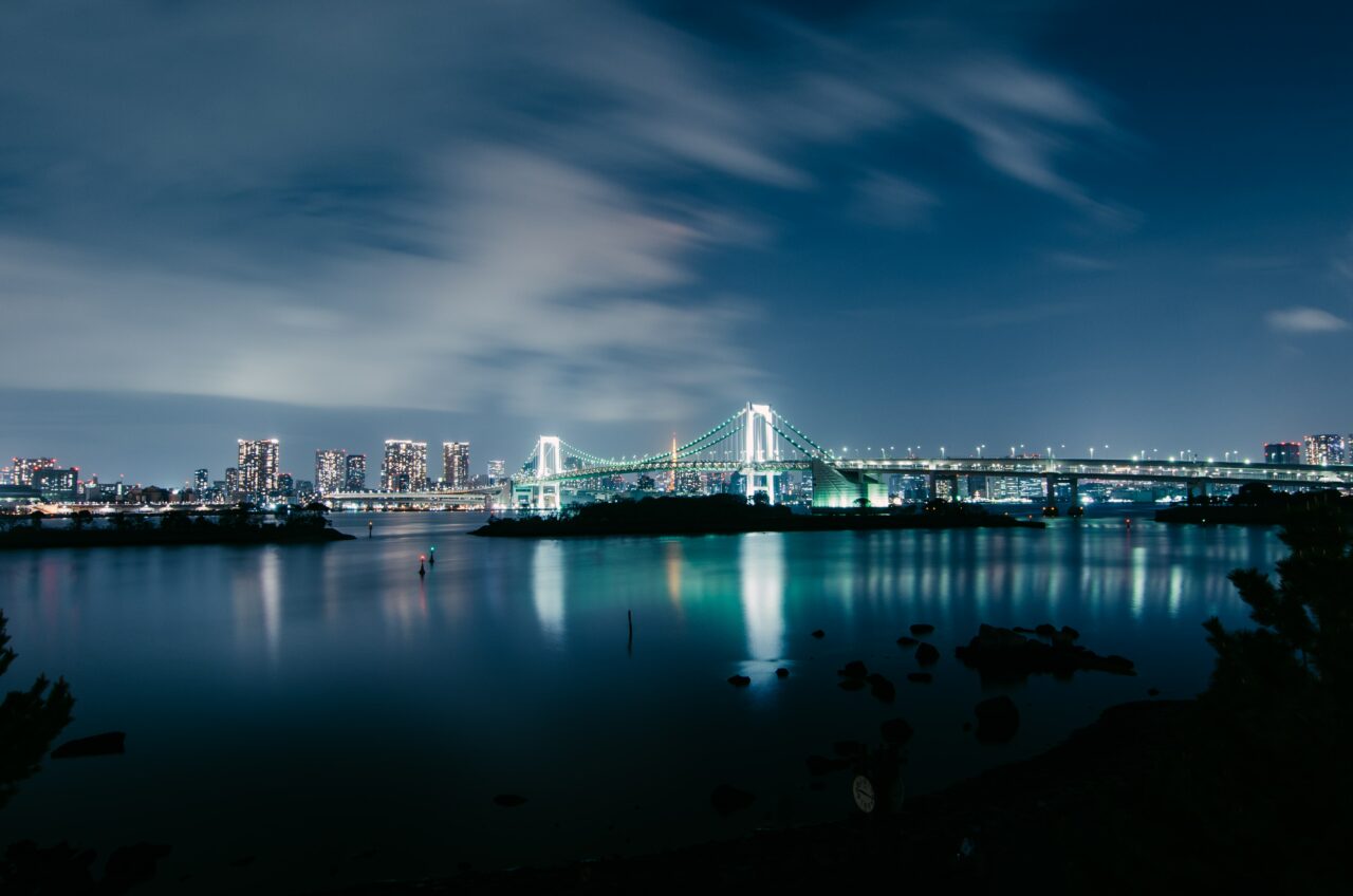 Glowing Bridge Reflections at Night Wallpaper | Background FREE ...