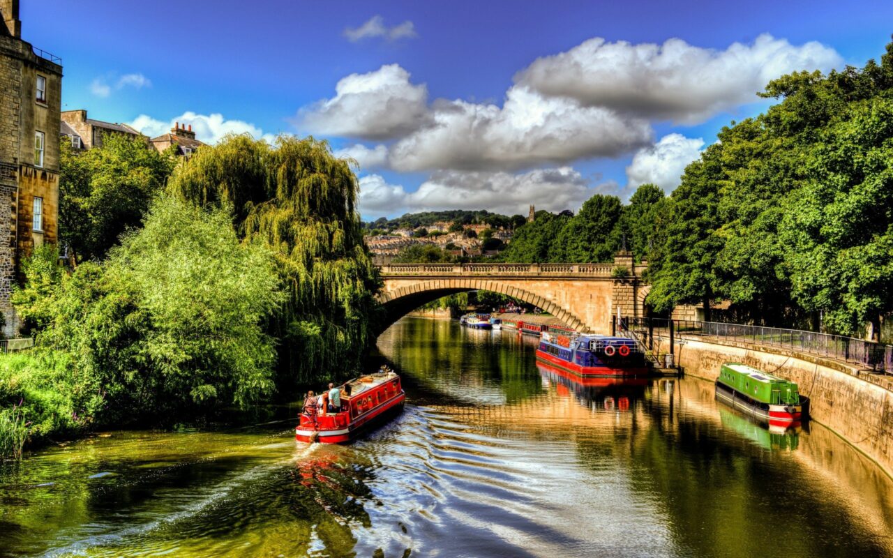 Tranquil Bridge Over Calm River Summer Wallpaper | Background FREE ...