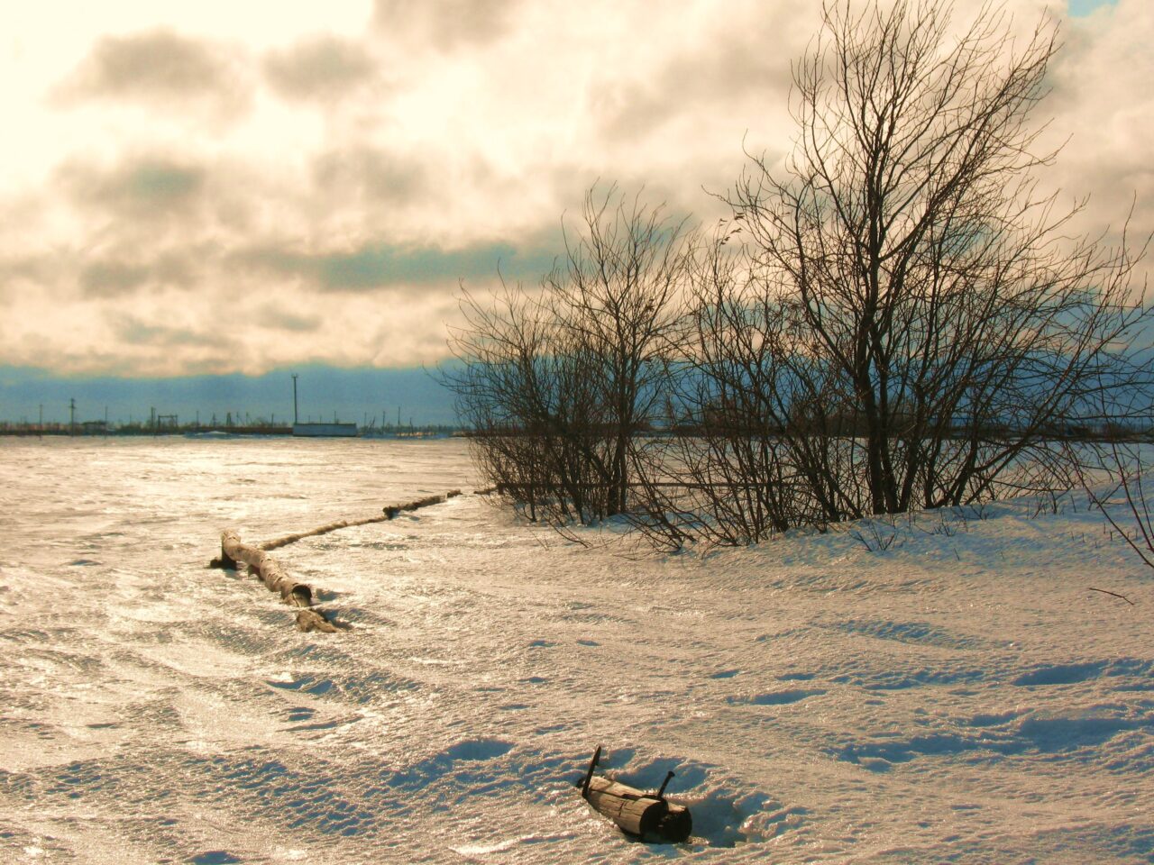 Serene Snowy Northern Steppe Sunset Landscape Wallpaper | Background ...