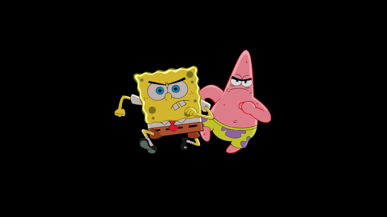 Running Spongebob and Patrick on Black Wallpaper | Background FREE ...