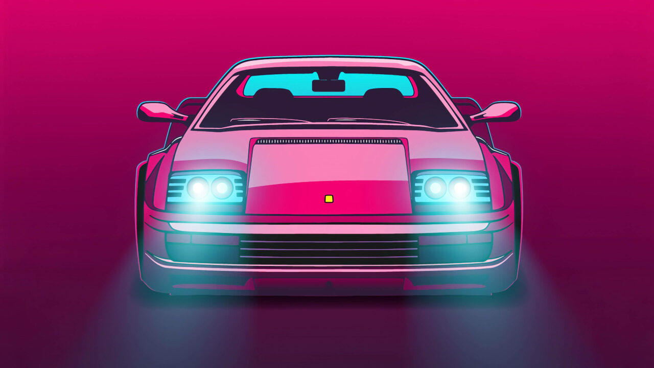 Sleek Pink Car with Headlights 4K Vibrant Wallpaper | Background FREE ...