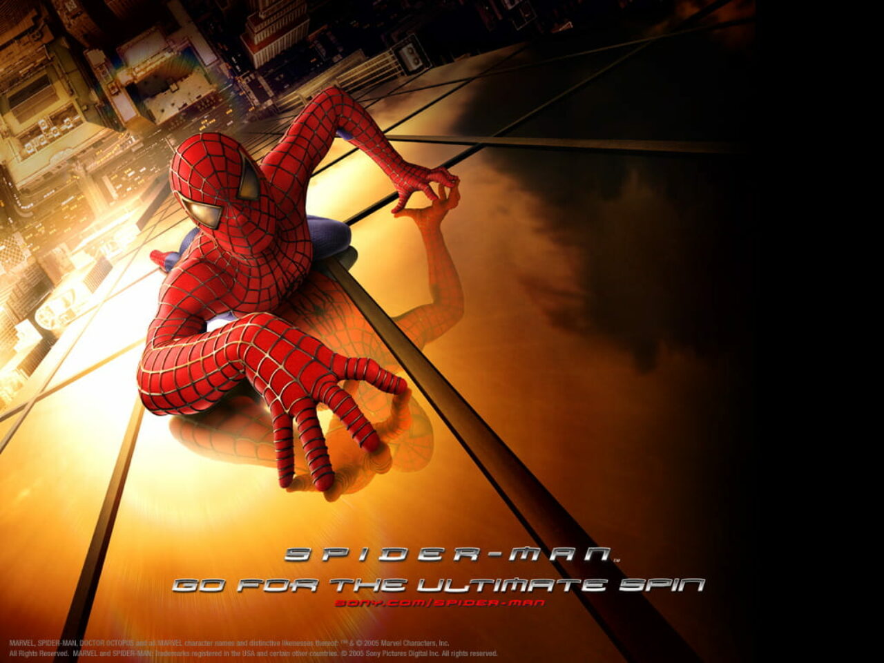Spider-Man Scaling Glass Building City Lights Wallpaper | Background ...