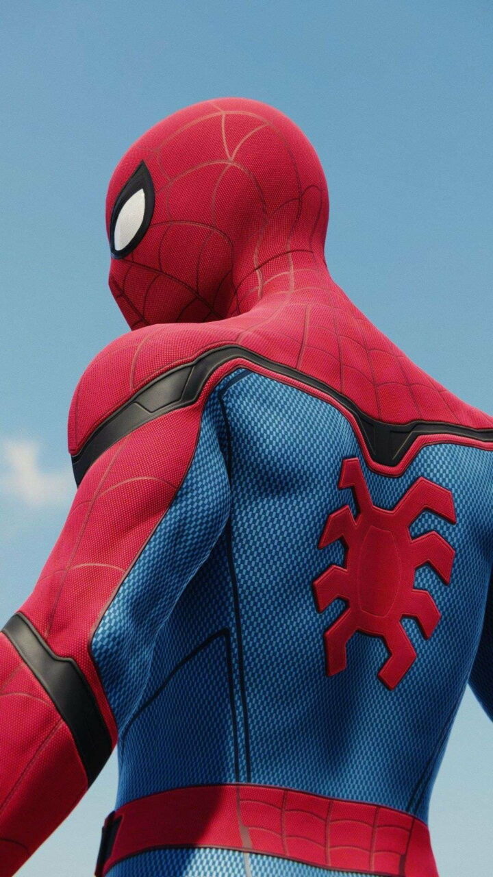 Spiderman Heroic Pose Red Blue Suit HD Avengers Wallpaper | Background ...