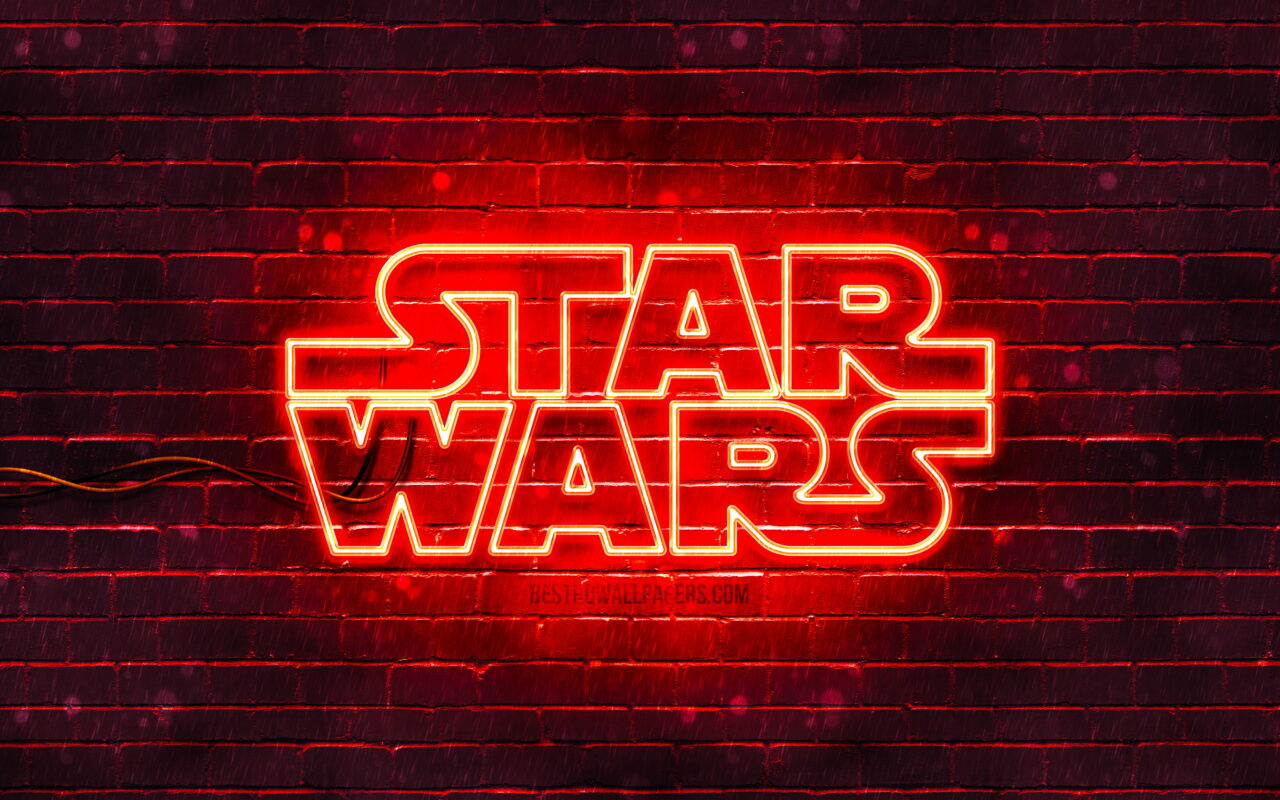 Neon Star Wars Logo on Red Brick Wall Wallpaper | Background FREE ...