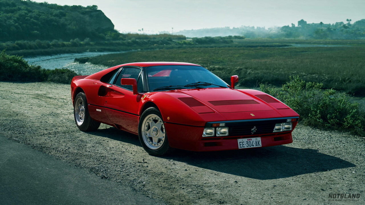 Ferrari 288 GTO Red Elegance on Countryside Road Wallpaper | Background ...