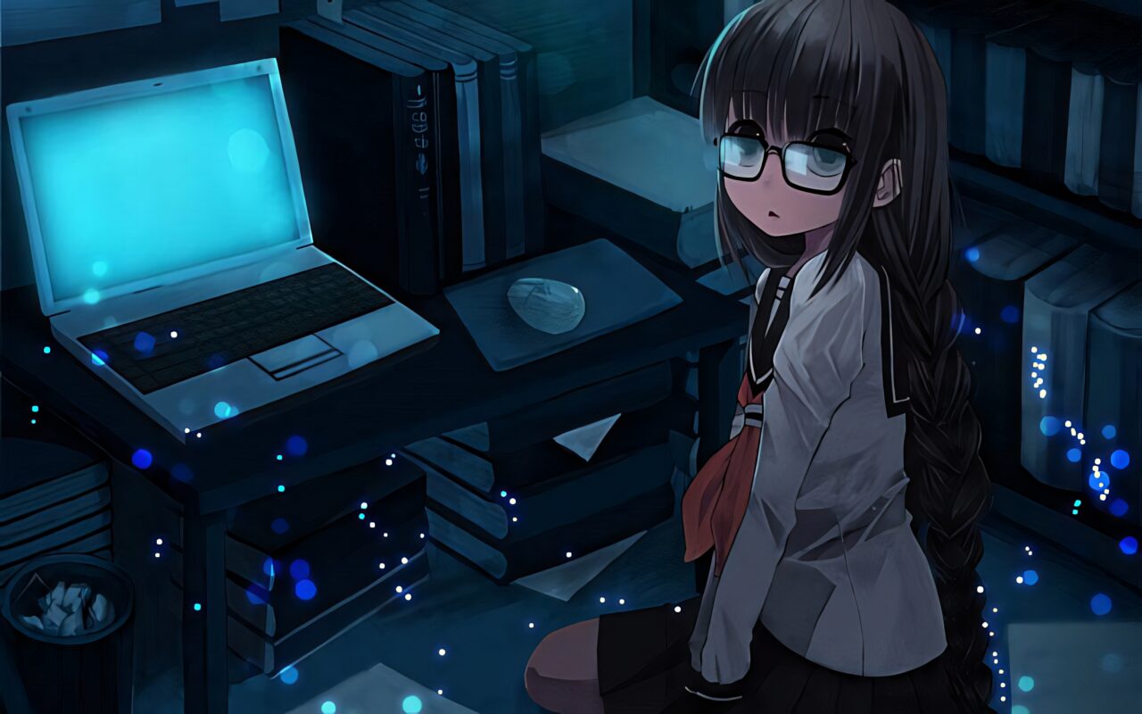 Studious Anime Girl in Serene Glow Wallpaper | Background FREE Download ...