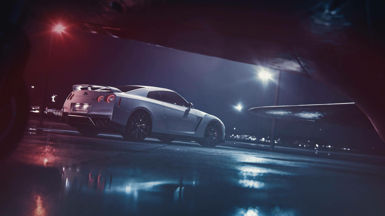 Urban Nightscape of a Nissan GT-R Wallpaper | Background FREE Download ...