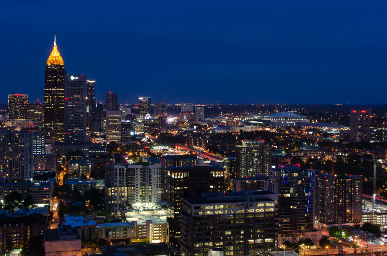 Illuminated Atlanta Skyline at Night Wallpaper | Background FREE ...