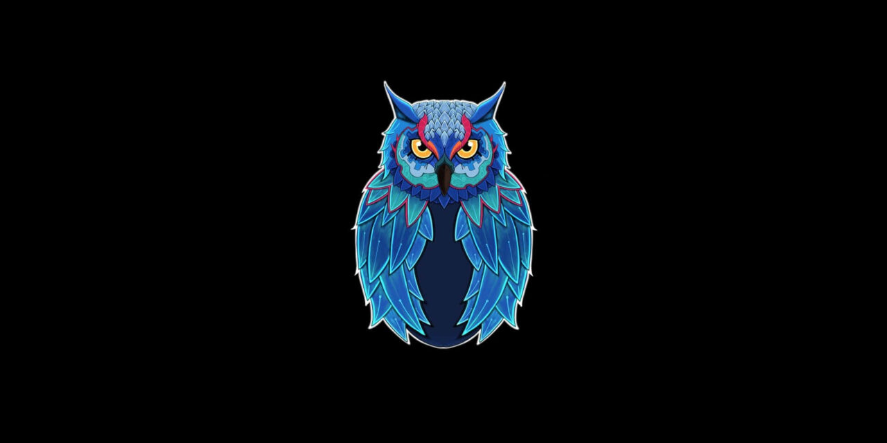 Vibrant Blue Owl Design on Black Wallpaper | Background FREE Download ...