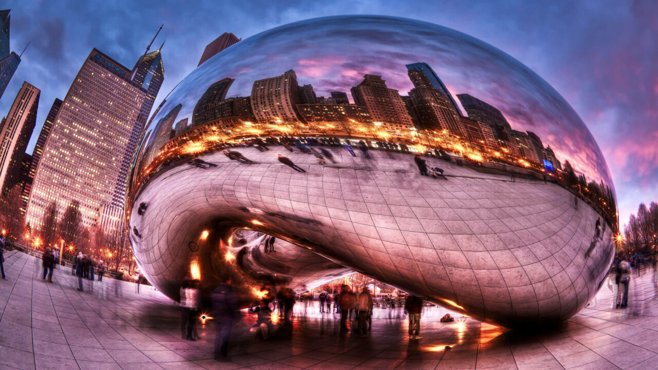 Dusk Reflections of The Bean in Chicago Wallpaper | Background FREE ...