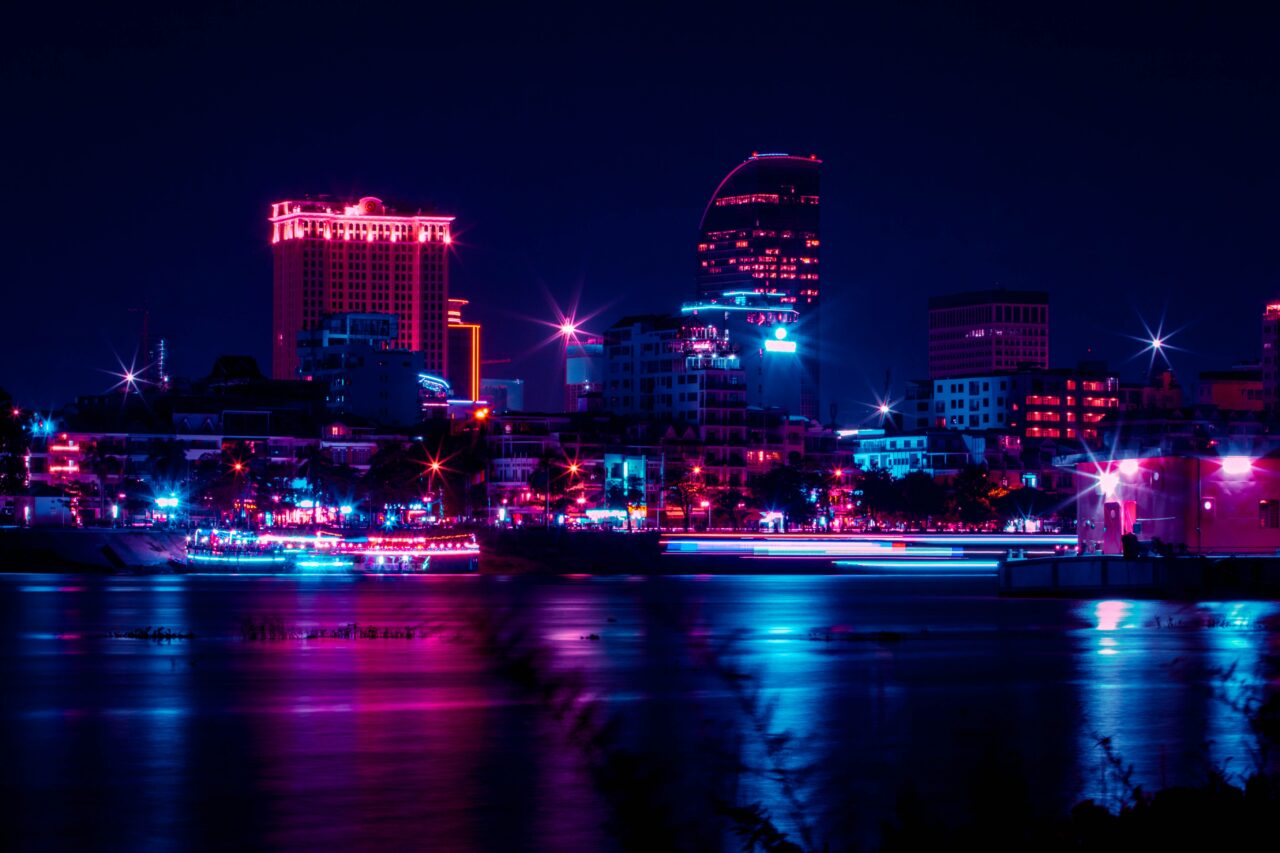 Neon Cityscape Reflection Night Wallpaper | Background FREE Download ...
