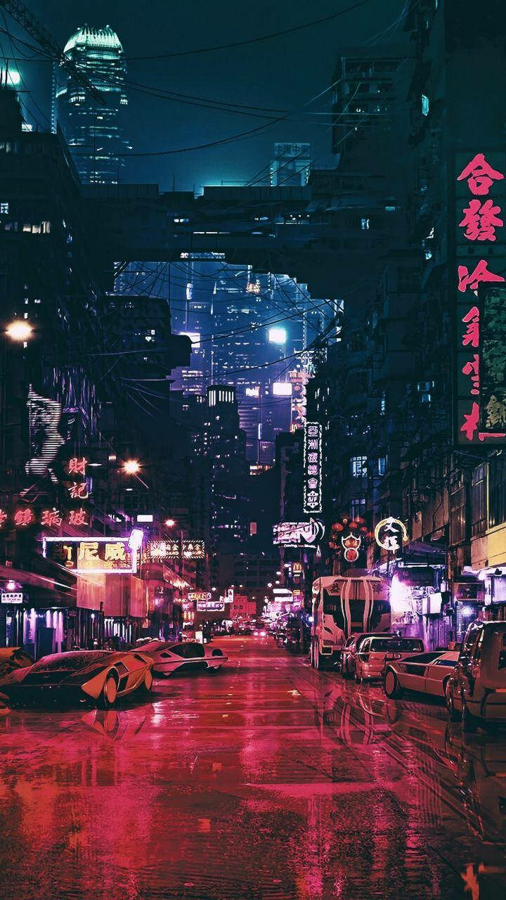 Rainy Cyberpunk Cityscape Wallpaper | Background FREE Download ...