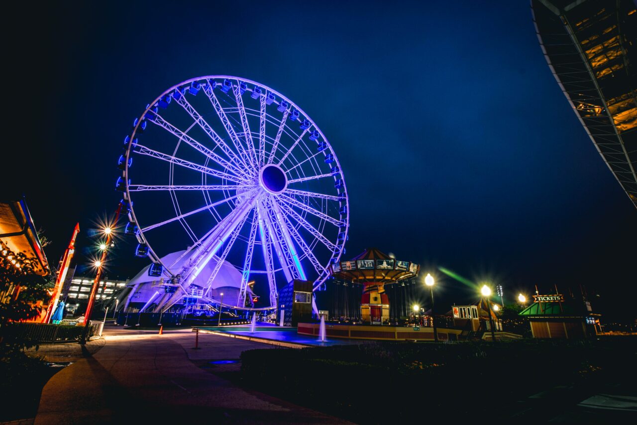 Vibrant Night Glow of a Ferris Wheel Wallpaper | Background FREE ...