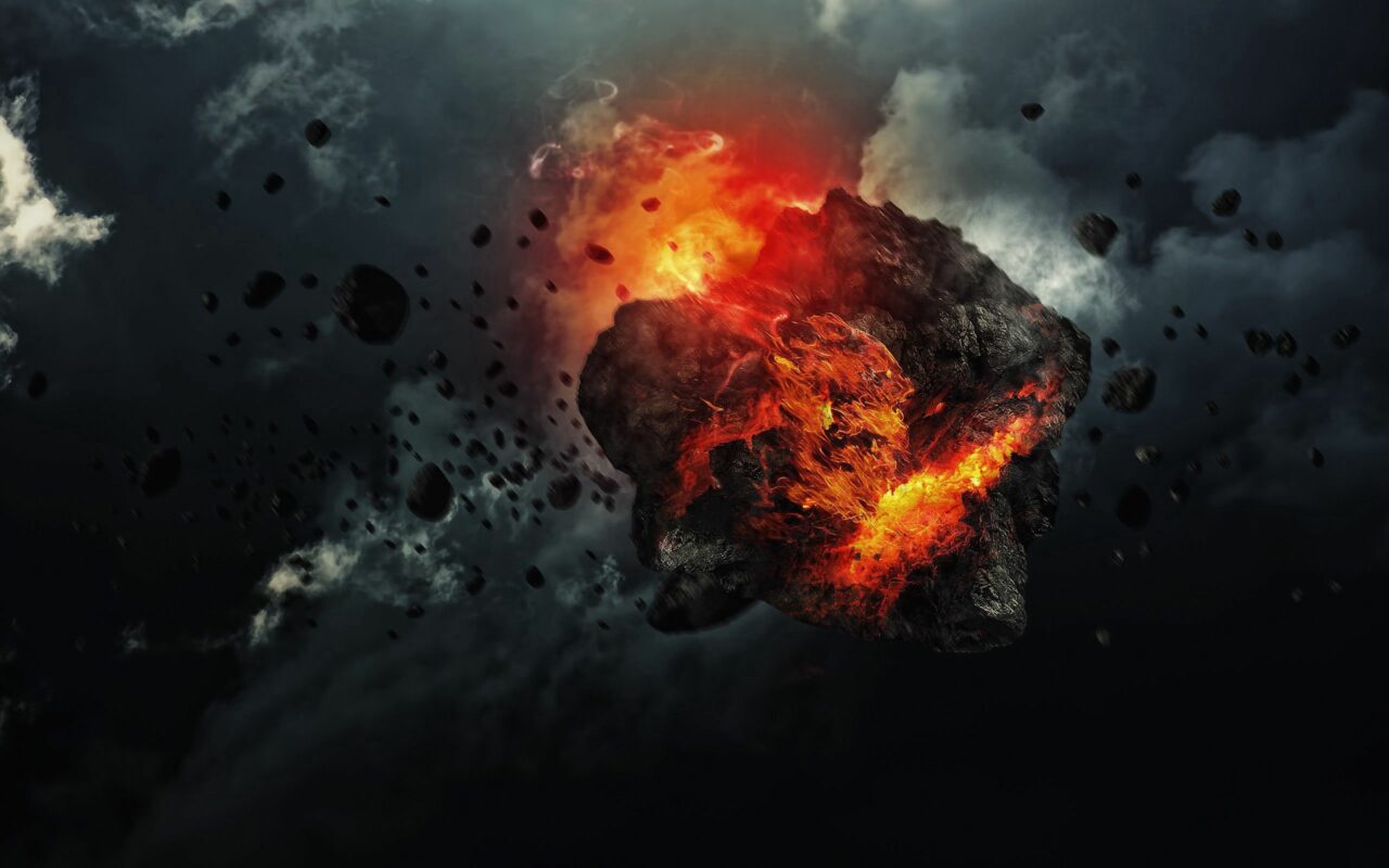 Fiery Explosion Amid Dark Clouds Wallpaper | Background FREE Download ...