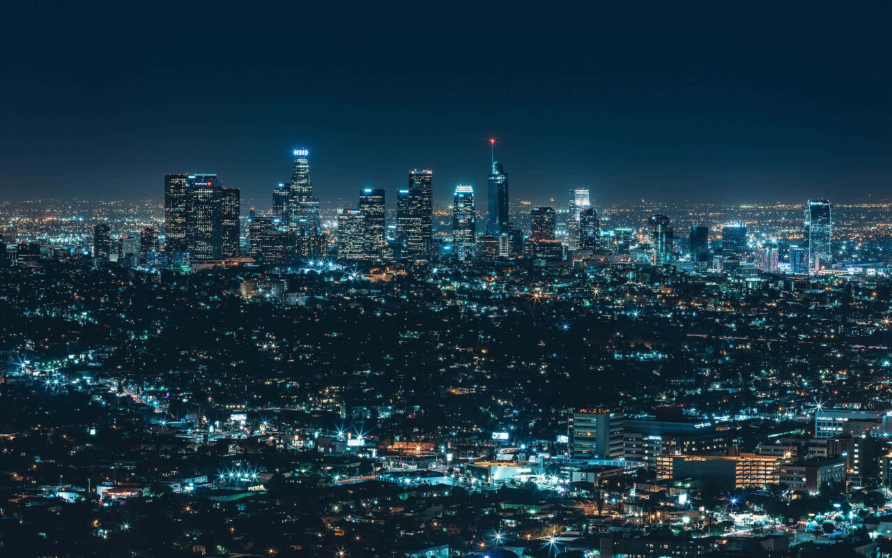 Illuminated Skyline of Los Angeles Night Wallpaper | Background FREE ...