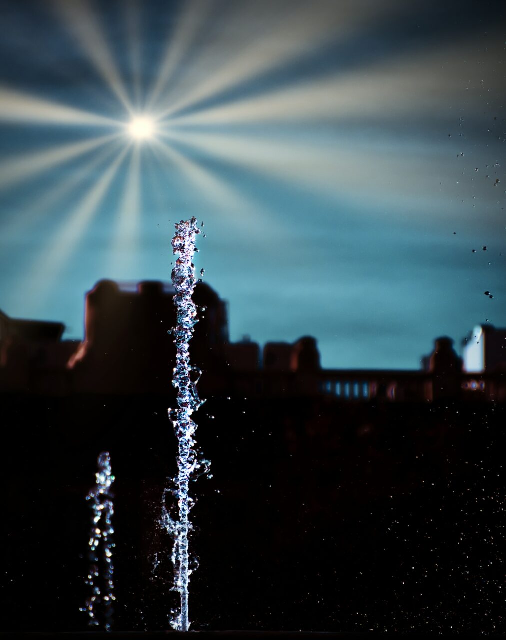 Vibrant Water Jet Fountain at Night Wallpaper | Background FREE ...
