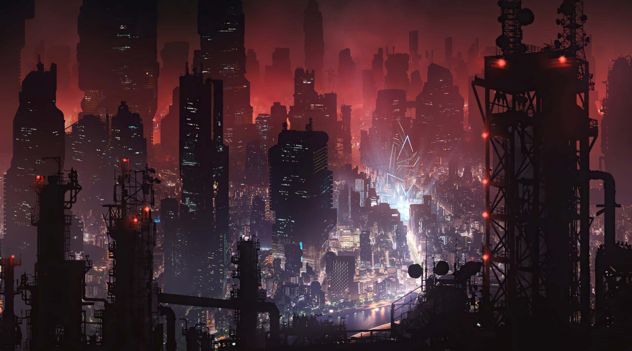 Neon Serenity in a Retro-Futuristic Cityscape Wallpaper | Background ...