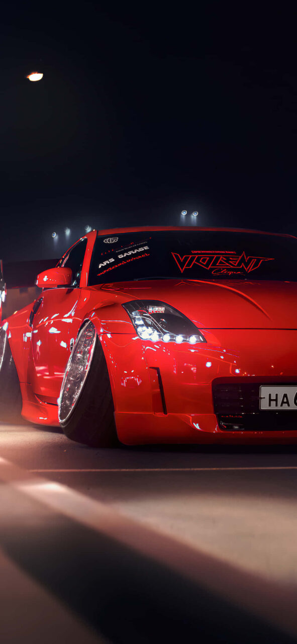 Neon Night Drive Red Nissan 350Z Wallpaper | Background FREE Download ...