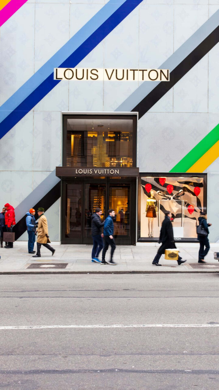 Louis Vuitton Geometric Mural Stylish Shop Front Wallpaper | Background ...
