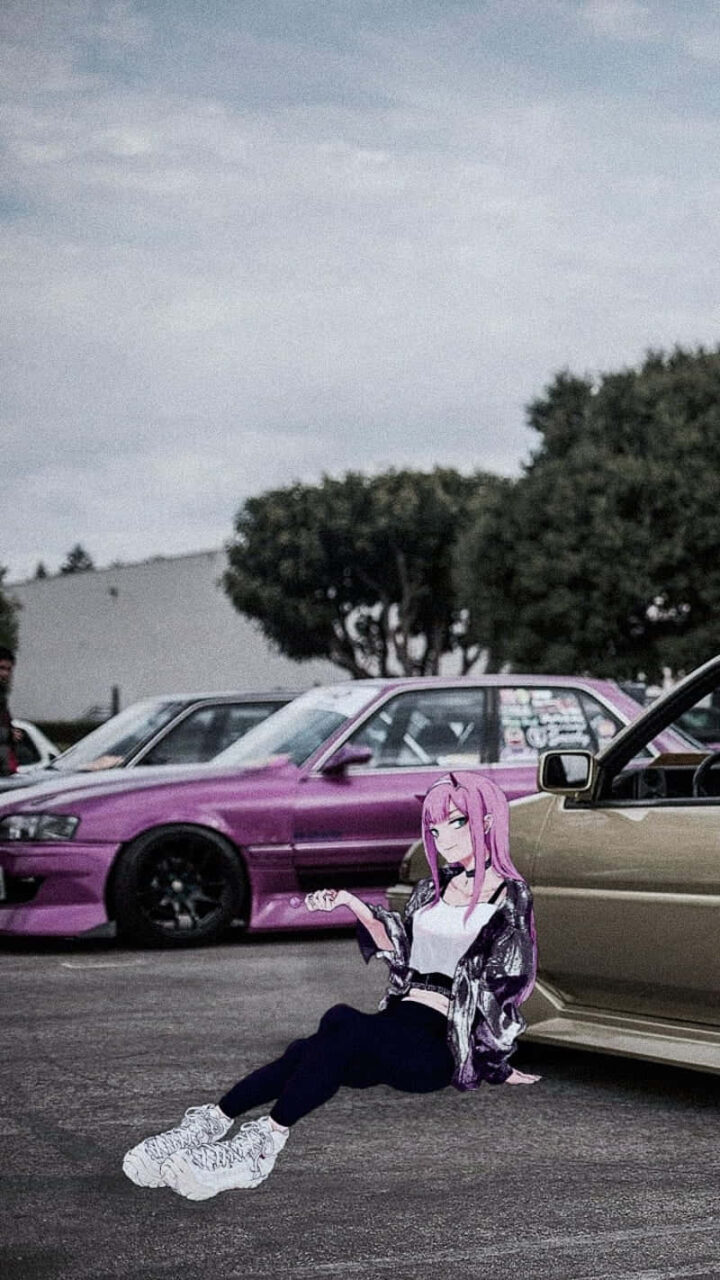 Anime Zero Two with JDM Cars Wallpaper | Background FREE Download ...