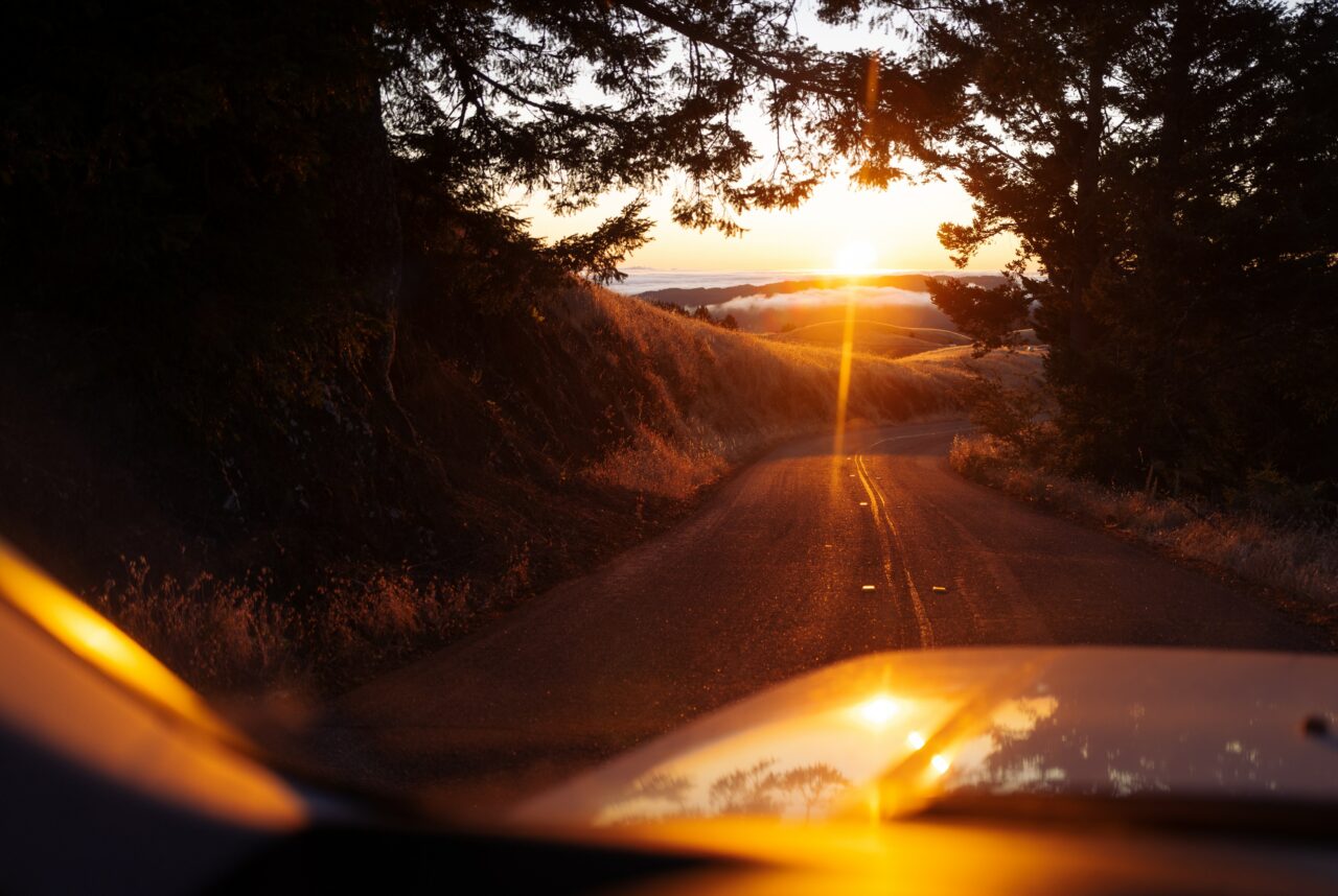 Sunset Drive on Winding Road Nature Wallpaper | Background FREE ...