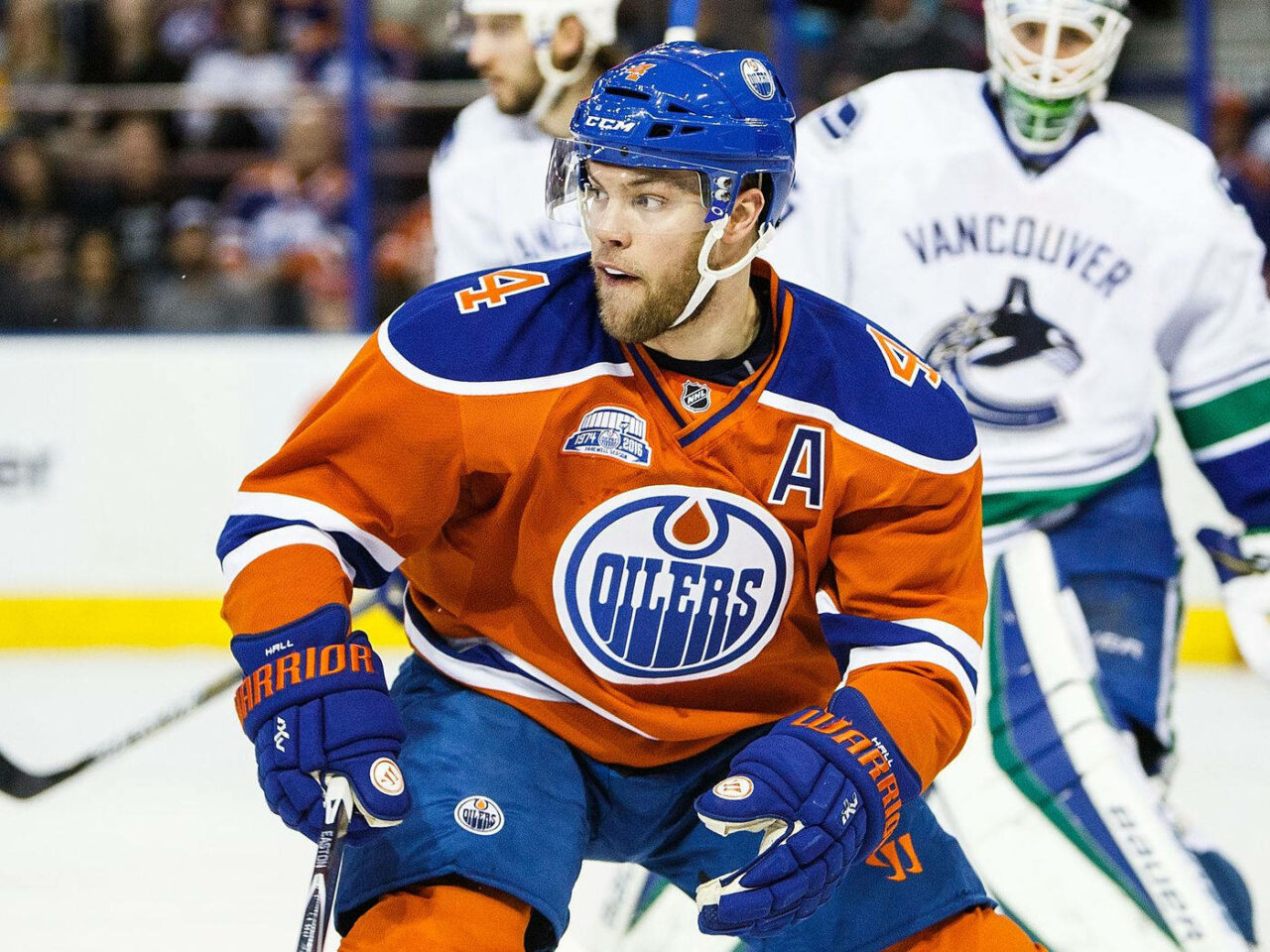 Taylor Hall Edmonton Oilers Action Shot Wallpaper | Background FREE ...
