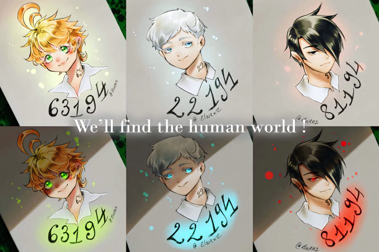 The Promised Neverland Emma Ray Norman Collage Wallpaper | Background ...