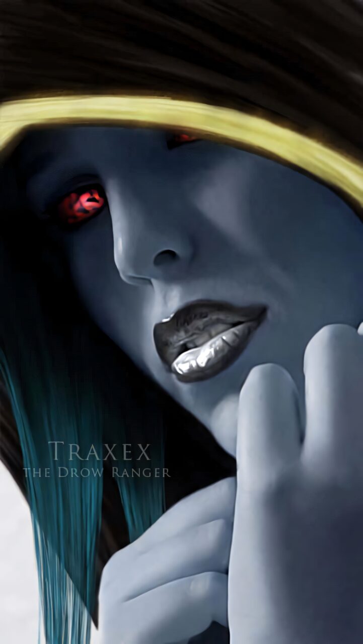 Traxex Drow Ranger Blue Skin Red Eyes Wallpaper | Background FREE ...