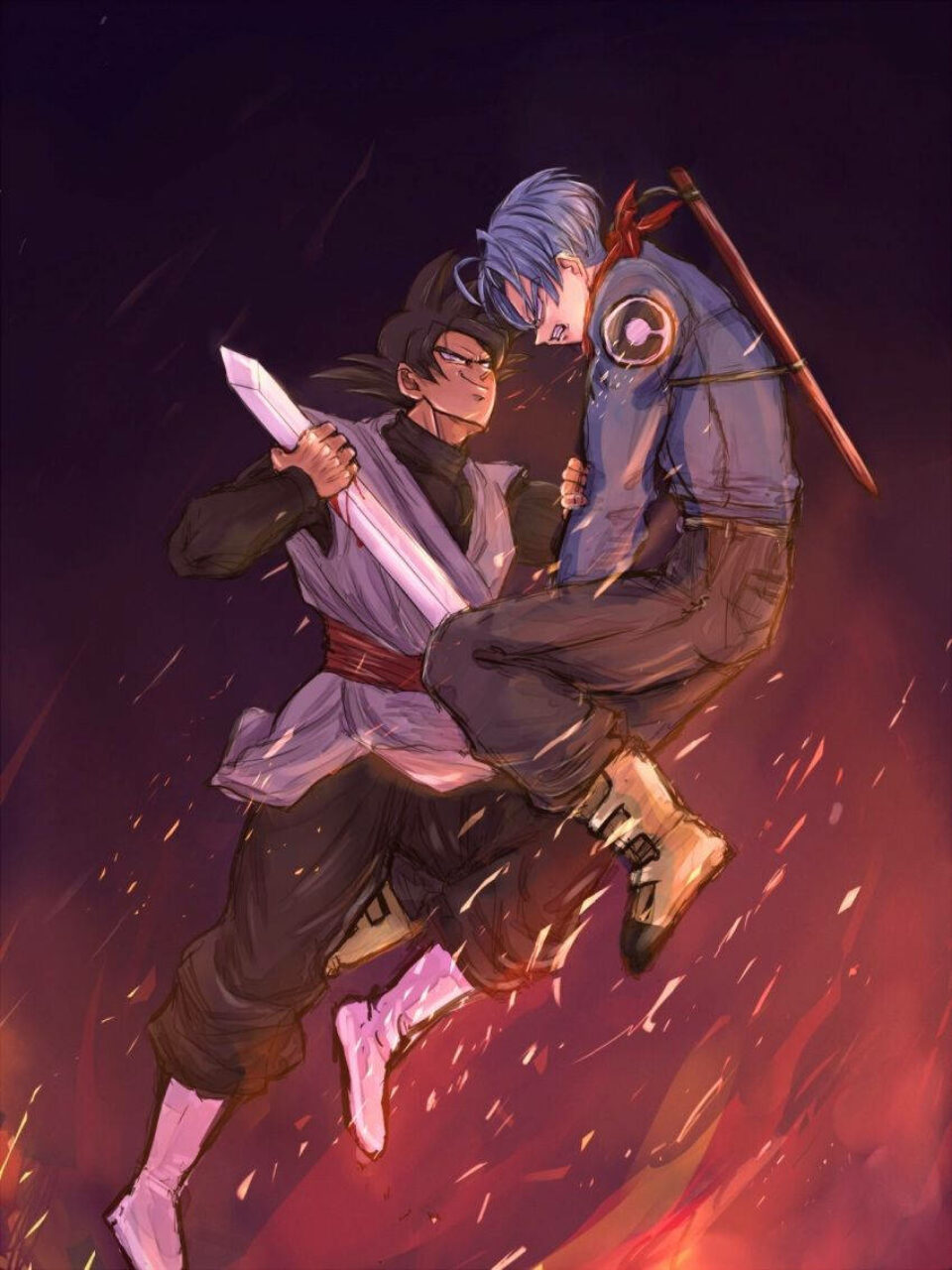 Trunks vs Black Goku Epic Battle Anime Wallpaper | Background FREE ...