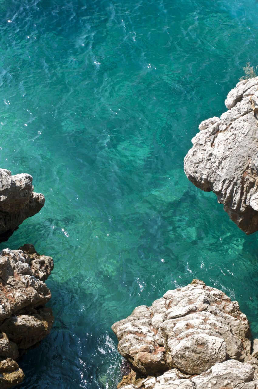 Turquoise Sea and Rocky Cliffs Coastal Landscape Wallpaper | Background ...