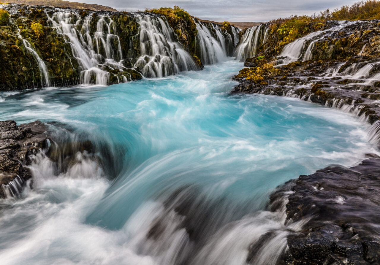 Vibrant Blue Waterfalls and Lush Greenery Nature Wallpaper | Background ...
