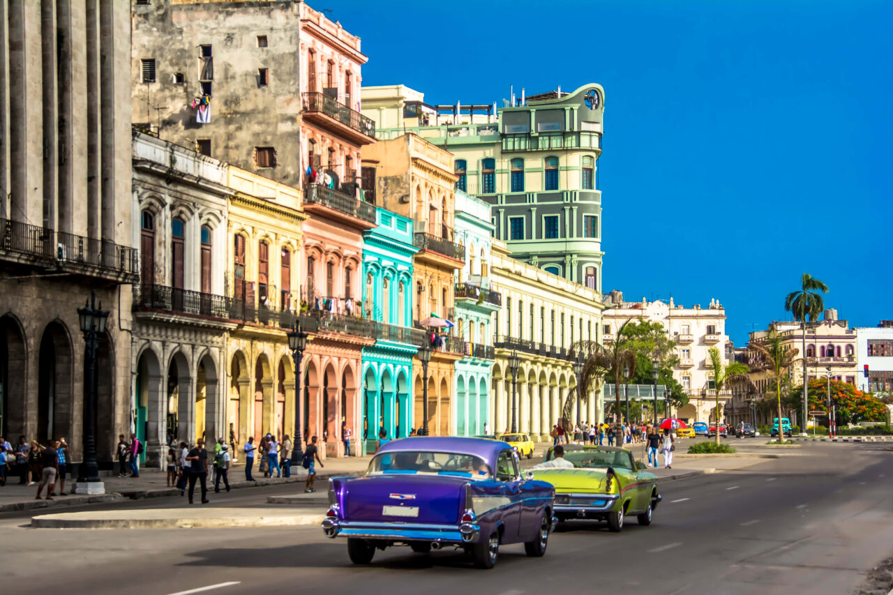 Cuban Colonial Charm with Vintage Cars Wallpaper | Background FREE ...