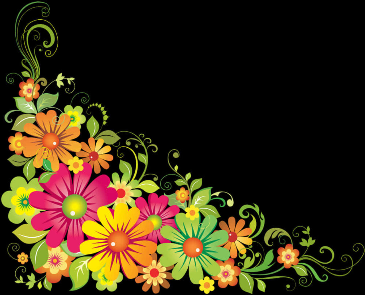 Vibrant Floral Corner Design Wallpaper | Background FREE Download ...
