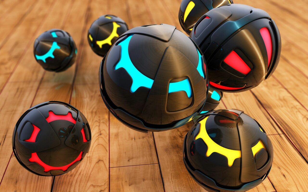 Futuristic Metallic Balls in Neon Lights Wallpaper | Background FREE ...