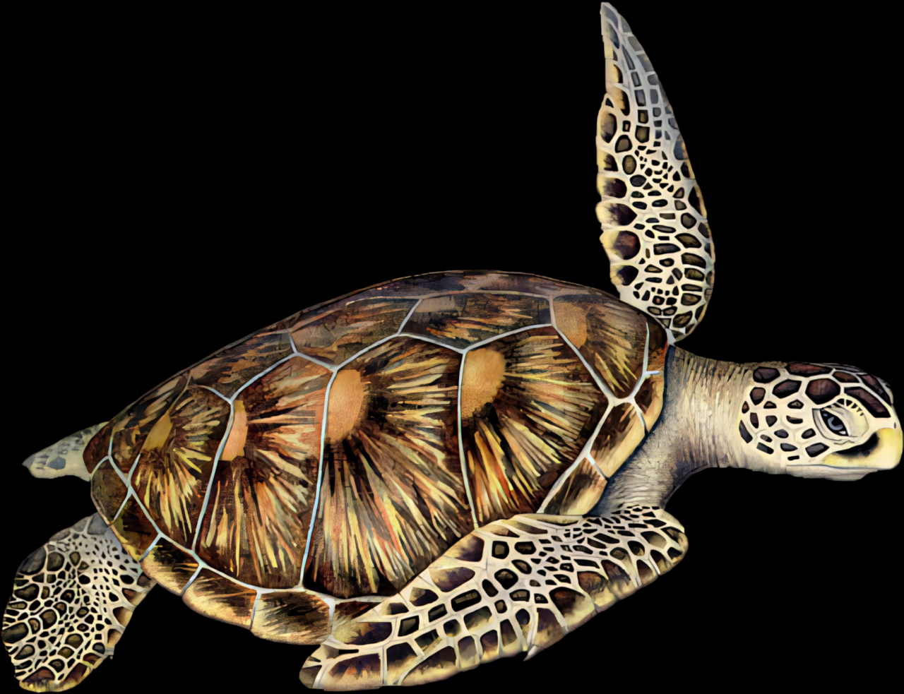 Elegant Green Sea Turtle Artwork Wallpaper | Background FREE Download ...