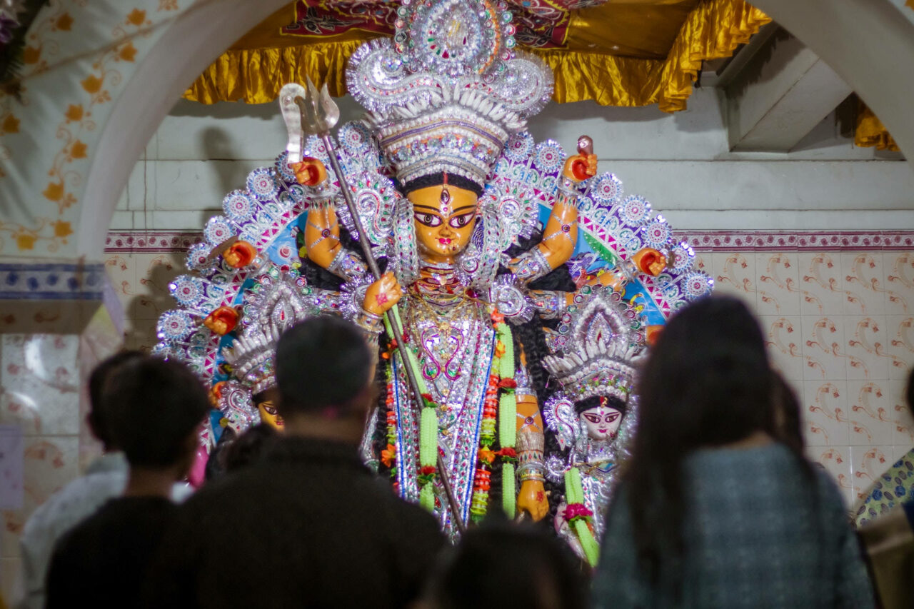 Vibrant Goddess Durga Temple Scene Spiritual Wallpaper | Background ...