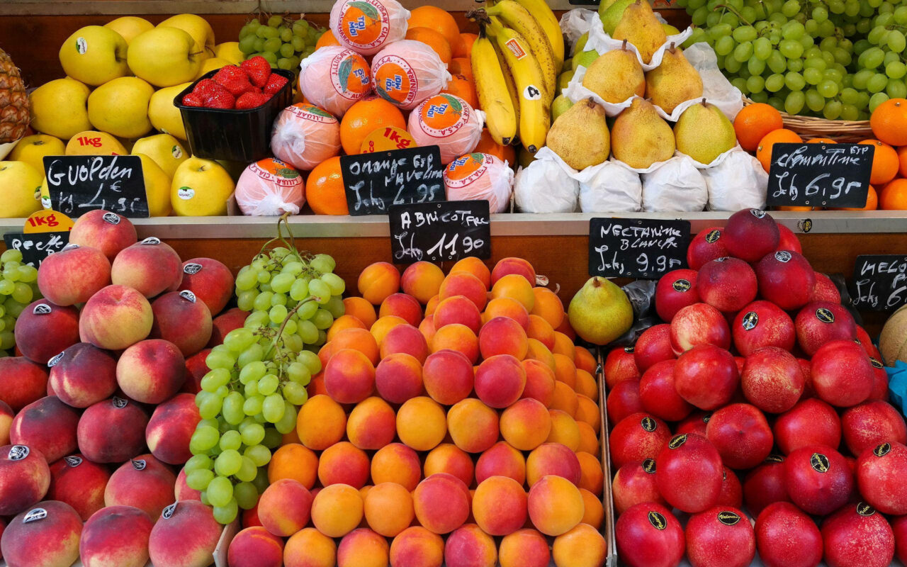 Colorful Fruit Stall Display Vibrant Wallpaper | Background FREE ...