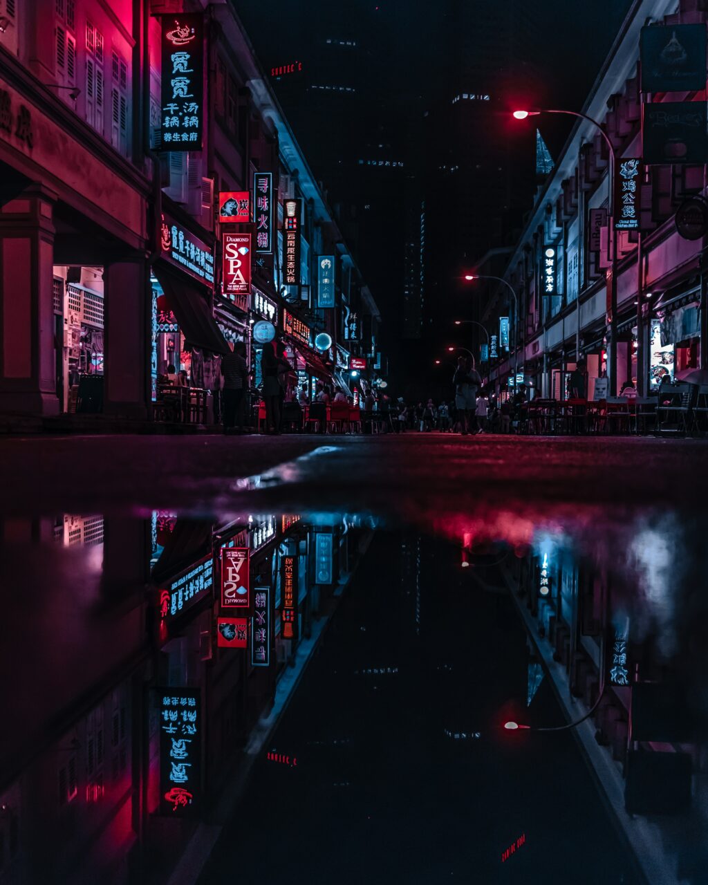 Radiant Reflections in Neon City Wallpaper | Background FREE Download ...