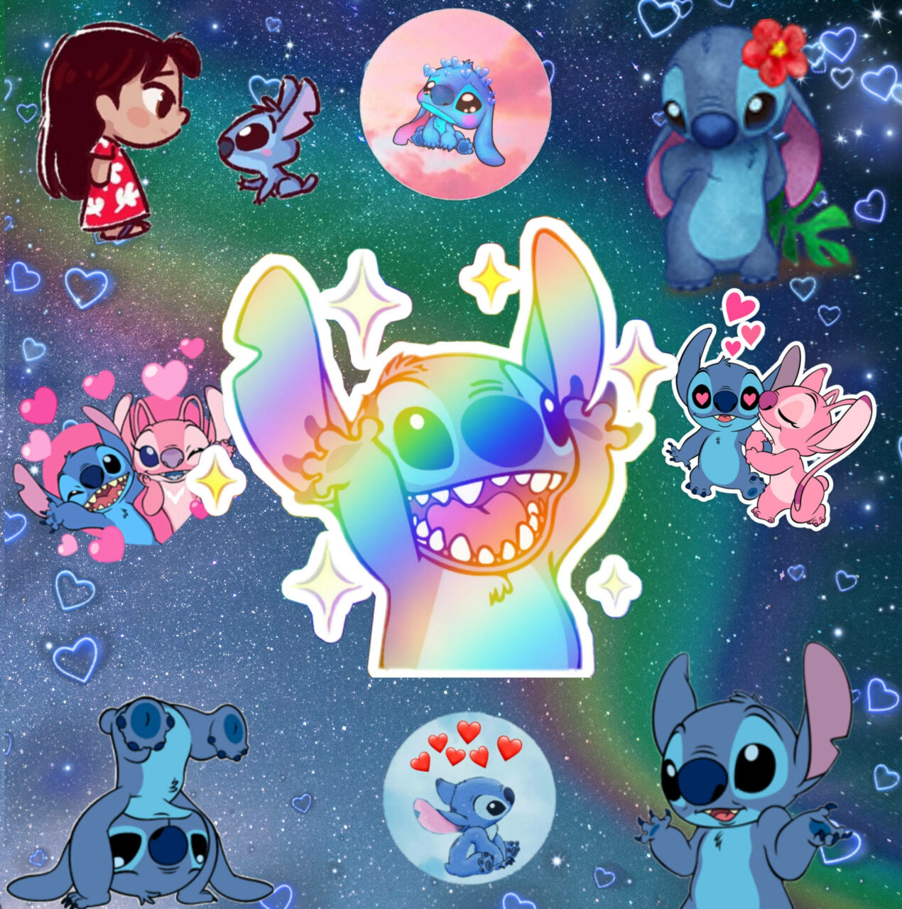 Stitch Galaxy Vibes Colorful Wallpaper | Background FREE Download ...