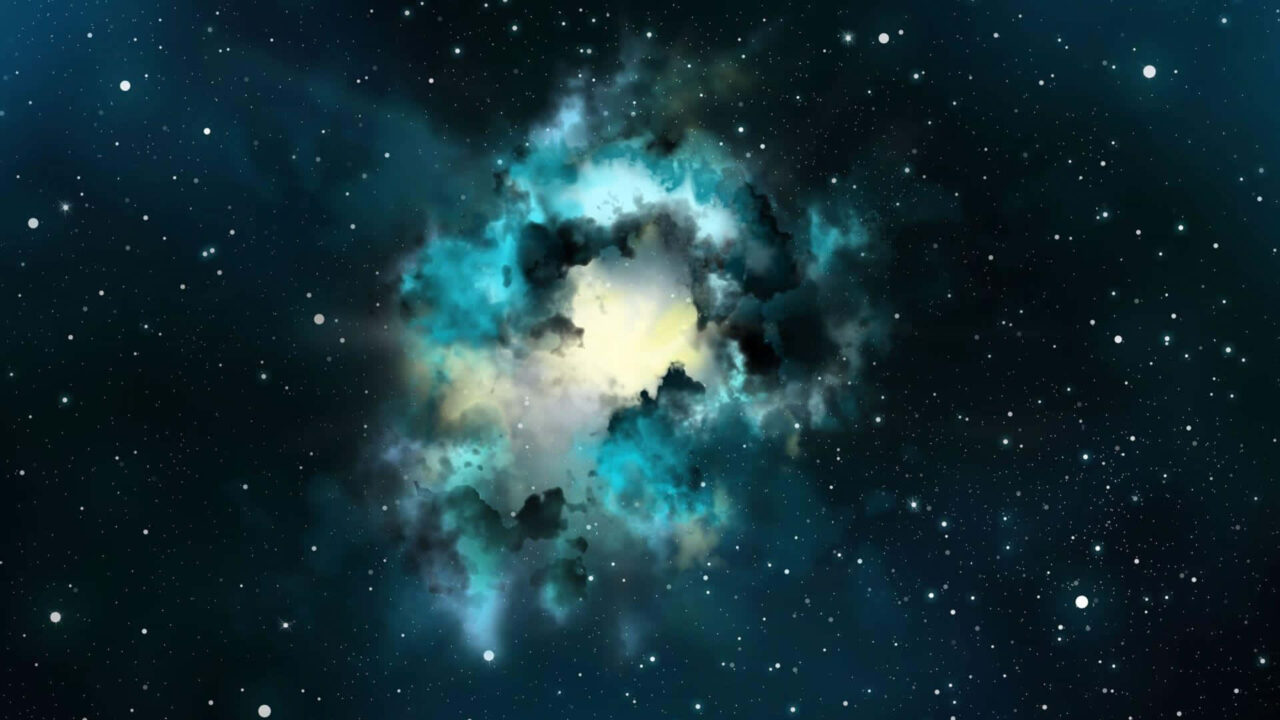 Vibrant Turquoise Nebula with Stars in Dark Space Wallpaper ...