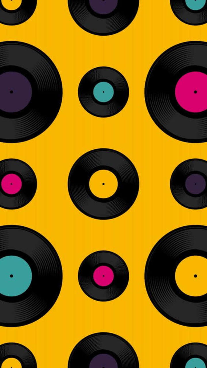 Playful Vinyl Groove on Vibrant Yellow Wallpaper | Background FREE ...