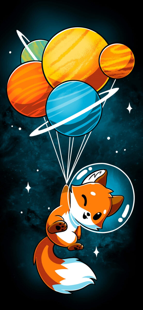 Cosmic Fox with Balloons Wallpaper | Background FREE Download - Vulplex.com
