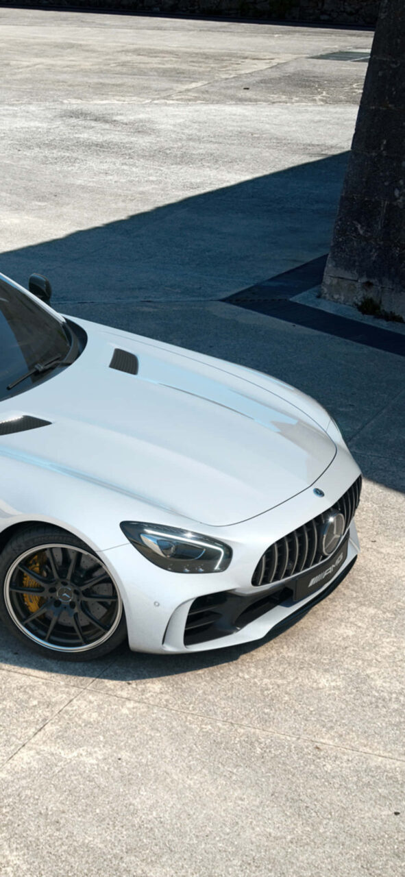 White Mercedes AMG Top View Sporty Luxury Car Wallpaper | Background ...